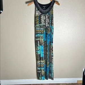 Notations | Dresses | Notations Embellished Tribal Print Maxi Dress ...